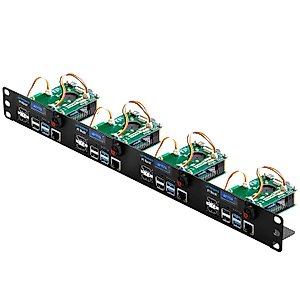 UCTRONICS Ultimate Rack for Raspberry Pi 4, 19" 1U Rackmount with All IO on One Side, OLED Display, Power Switch, and Cooling Fan