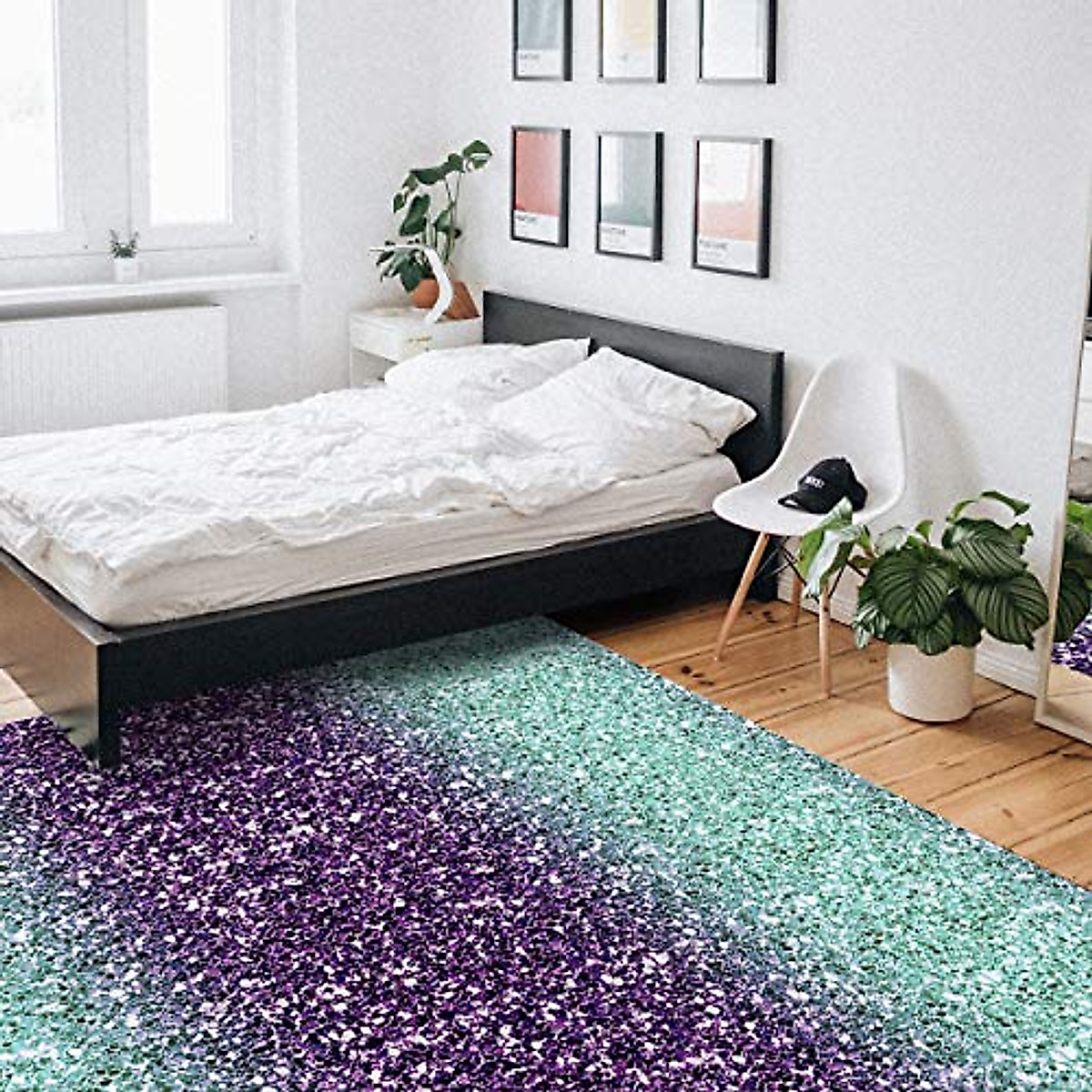 Fantasy Staring Non-Slip Area Rugs Room Mat- Purple and Teal Marble Home Decor Floor Carpet for High Traffic Areas Modern Rug Kitchen Mats Living Room Pads, 2'x3'