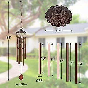 CREATIVE DESIGN Wind Chimes Outdoor with 5 Aluminum Ally Tubes Metal Sympathy Wind Chimes for Loss of a Loved one Memorial, Patio, Porch, Garden, and Backyard (38 Inch)