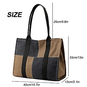 ZHIERNA Large Canvas Tote Bags for Women,15.7 * 13 Inch Shoulder Laptop Bag with Top Zipper for Work Travel Beach