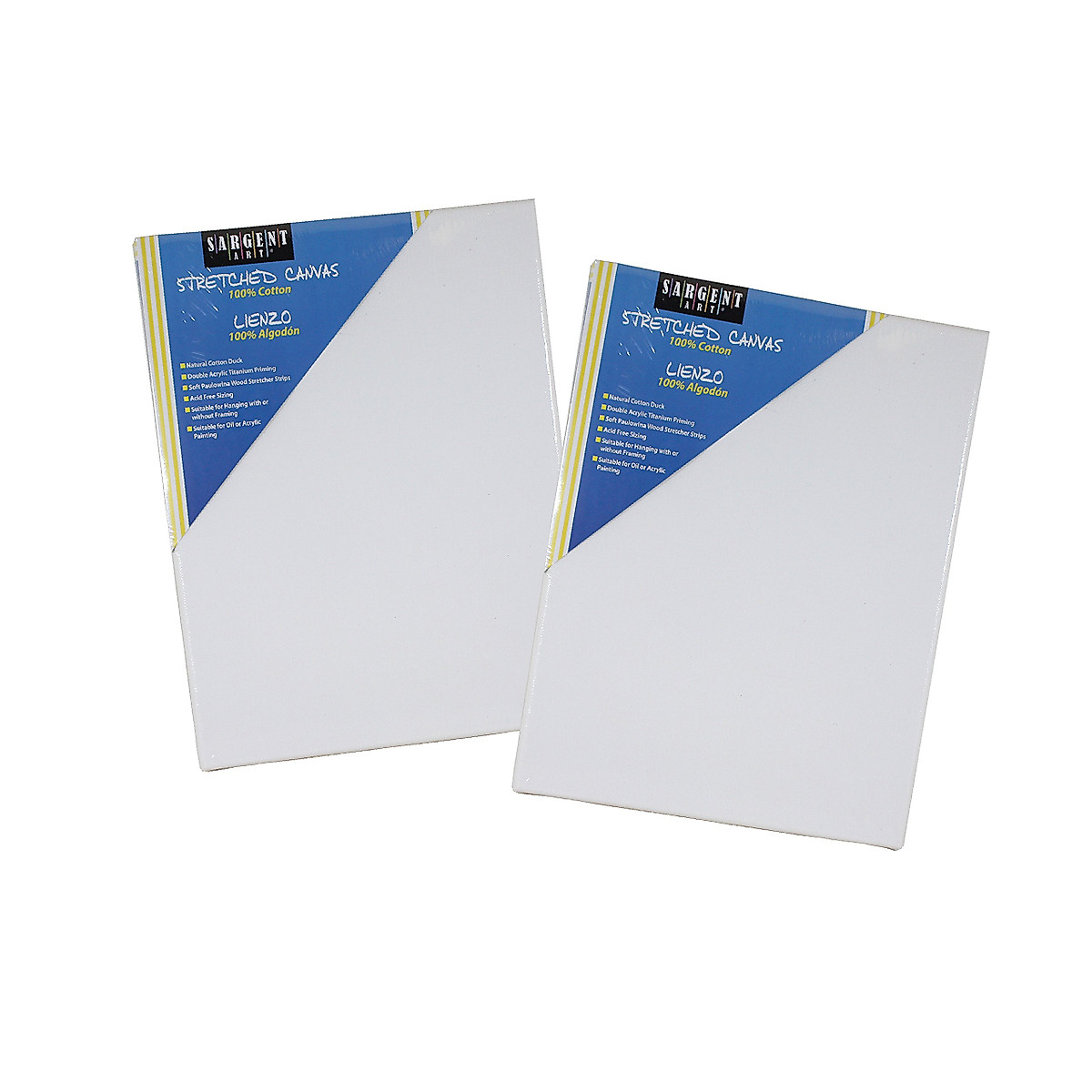 Sargent Art 18 x 24 Inch Stretched Canvas, Pack of 2 Pieces, Blank White Canvases, Double Acrylic Titanium Priming, Perfect for Acrylic, Oil, and Art Projects, Acrylic Pouring & Wet Media