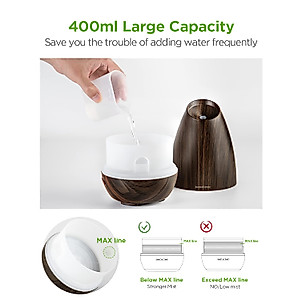 InnoGear Essential Oil Diffusers, 400ml Aromatherapy Diffuser for Essential Oils Cool Mist Humidifier with 4 Timer Adjustable Mist Waterless Auto-Off for Home Office Bedroom, Brown Wood Grain