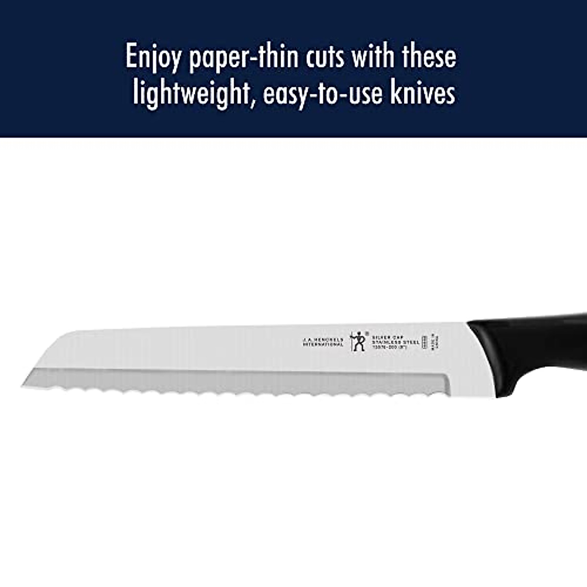 HENCKELS Silvercap Razor-Sharp 8-inch Bread Knife, Cake Knife, German Engineered Informed by 100+ Years of Mastery, Black