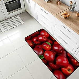Kitchen Rugs 39 x 20 Inch Apple Red Fruits for Non-Slip Kitchen Floor Mats Doormat Bathroom Runner Rug Laundry Room Indoor Outdoor
