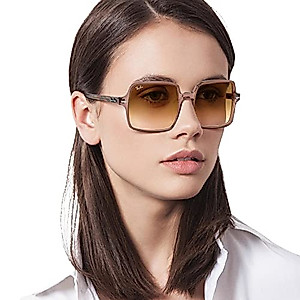 Ray-Ban Women's RB1973 Square II Sunglasses, Transparent Light Brown/Clear Gradient Brown, 53 mm