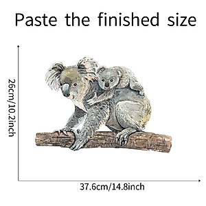 ROFARSO Lifelike Lovely Cute Koala Animal 3D Vinyl Wall Stickers Removable Wall Decals Art Decorations Decor for Nursery Baby Bedroom Playroom Living Room Murals