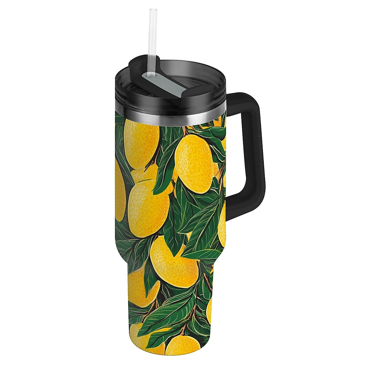 Selerdon 40 oz Tumbler Mangos with Handle and Straw Lid Vacuum Stainless Steel Insulated Water Bottle Travel Mug Car Cup Holder Friendly BPA Free for Gym Travel Office