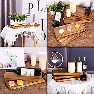 Solid Acacia Wood Serving Trays and Platters (14 x 5.5 in) Rectangular Wooden Serving Platters,Wood Boards for Food, Vegetables, Fruit, Charcuterie, Appetizer Serving Tray, Cheese Board (3 pcs)