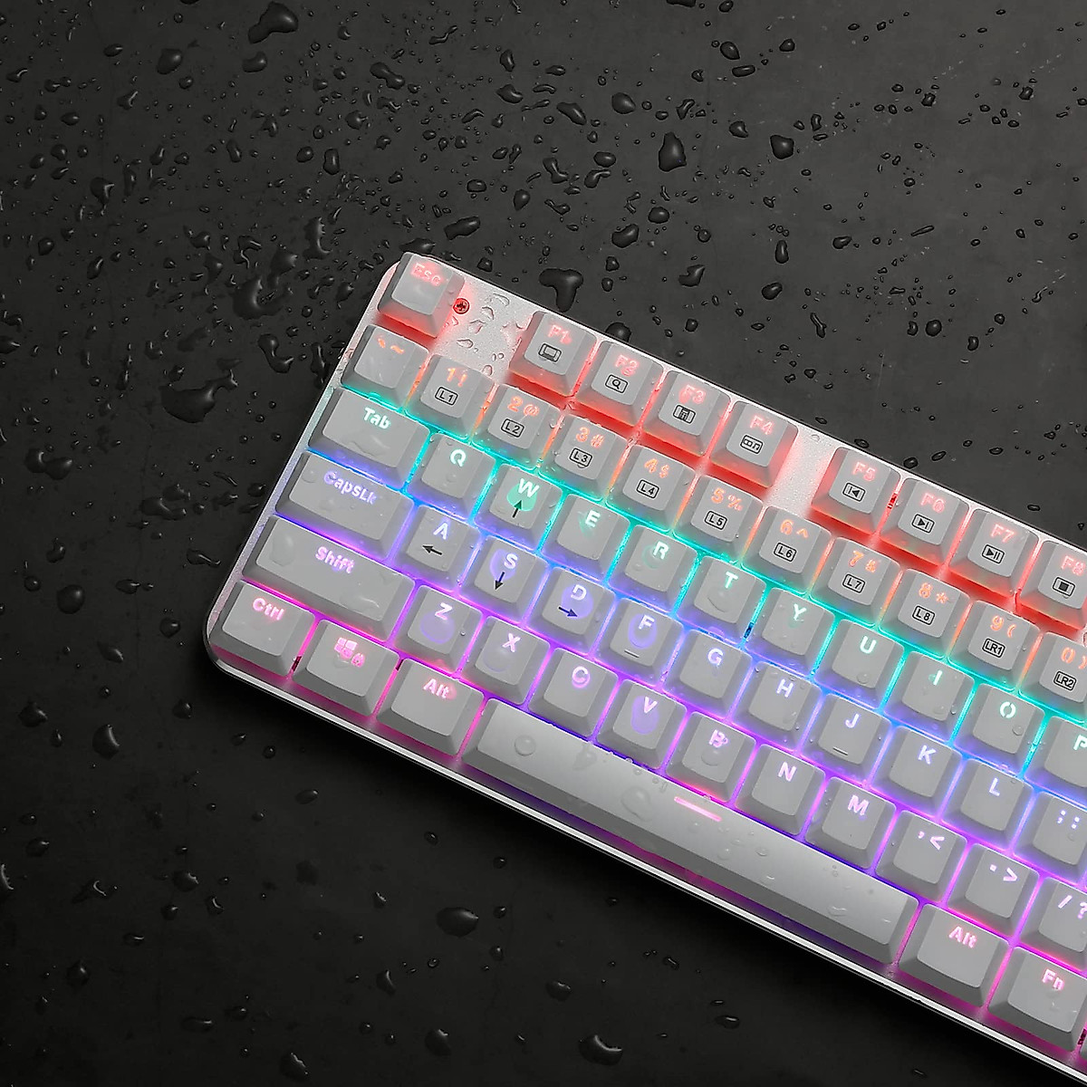 chuangquan Z-66 Mechanical Keyboard, Blue Switches, Wired Gaming Keyboard, Rainbow LED Backlit, USB Type-C Cable, Compact 87Keys, for Windows PC Laprop Mac