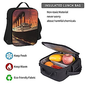 3 Piece Backpack Set Titanic Sunset School Bag,Travel Camping Daypack Students Bookbag Pencil Case Lunch Bag Combination