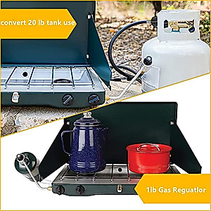 MOFLAME 6Feet Propane Adapter Hose 1 lb to 20 lb Converter for Coleman Propane Stoves, Fold N Go Stoves to Connect 5lb -20 lb Large Propane Tank, Not Fit for Coleman Roadtrip LXE Grills