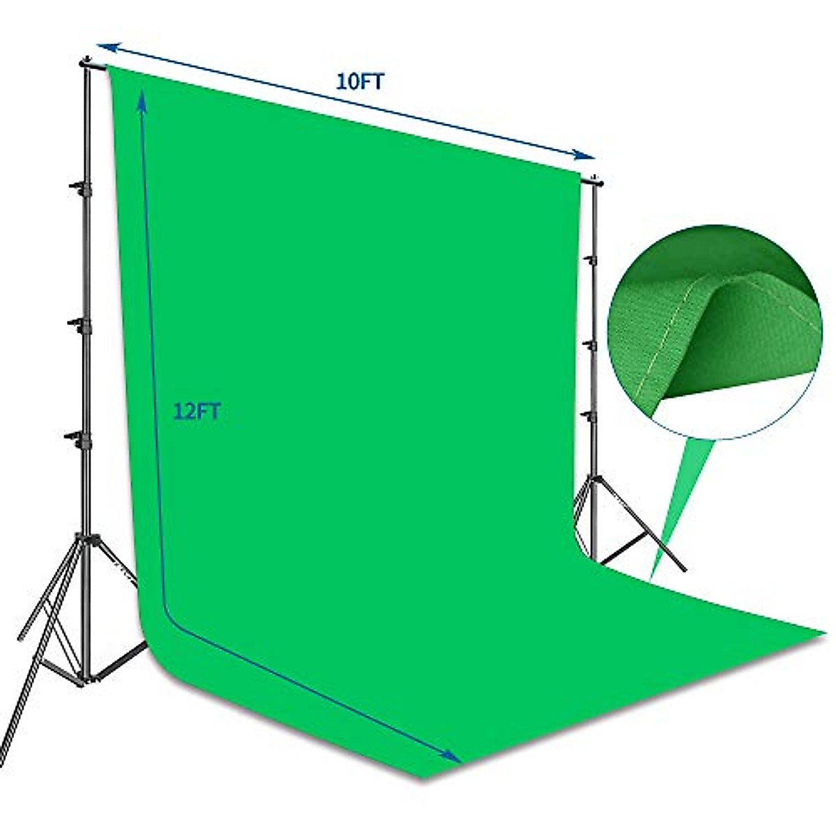 EMART Photo Video Studio 8.5 x 10ft Green Screen Backdrop Stand Kit, Photography Background Support System with 10 x12ft 100% Cotton Muslin Chromakey Backdrop