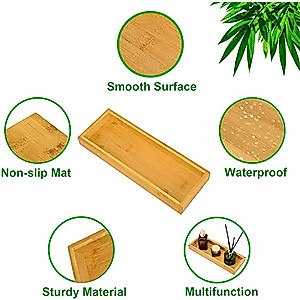 Bamboo Vanity Tray,Bamboo Tray for Bathroom,Small Tray for Dresser Counter, Toilet Tank Top Decorative Tray - Holds Small Items, Makeup Candle Perfume Ring Earring Soap Dispenser(Bamboo Tray 1 Piece)