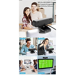 SYVI Webcam, Webcam with Microphone,Full 480P HD Video Webcam, Support 3D Denoising and Automatic Gain,USB Computer Webcam,for Video Calls Online Classroom,Black