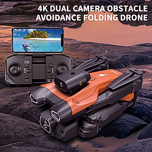 Drone with Camera, 4K HD WiFi FPV Mini Drone, Foldable RC Quadcopte with 360 ° Automatic Obstacle Avoidance, Trajectory Flying, Gesture Takes Photos/Videos, Gift for Family #