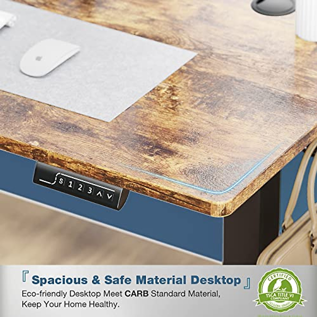Standing Desk, Electric Height Adjustable Table with Memory Preset, Ergonomic Computer Workstation with T-Shaped Bracket Suitable for Home Office, 40 x 24 Inches, Rustic Brown