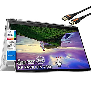 HP Laptop Touchscreen, Windows11, Pavilionx360 14" FHD IPS Display, 12th Gen Intel i5-1235U 10Core, Backlight Keyboard, Wi-Fi 6, HDMI2.1, USB TypeC, Fingerprint, HDMI Cable (8GB RAM | 512GB PCIe SSD)
