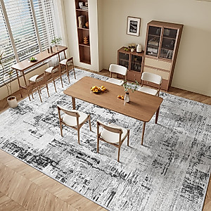 Vamcheer Washable Abstract Area Rug - Contemporary Style for Living Room, Bedroom, Kitchen - Machine Washable Rug for Living Room - Non-Shedding and Easy-Cleaning - Grey 5x7 ft