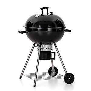 MFSTUDIO 22" Kettle Charcoal Grill, Porcelain-Enameled Lid and Bowl with Slide Out Ash Catcher for BBQ, Patio, Backyard, Picnic, Black
