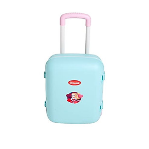 Doloni Rolling Kids Carry-on Luggage with Wheels, Hard Shell Luggage with Telescopic Handle, Toddler Travel Suitcase for Boys and Girls, School and Overnight Travel, 17 Inch Tall (Turquoise)