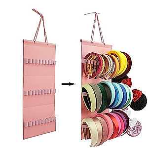 JOYMOMO Hanging Headband Holder for Girls,Felt Headband Organizer Headband Storage Holder Organizer for Headband (Without Headbands) (Pink)