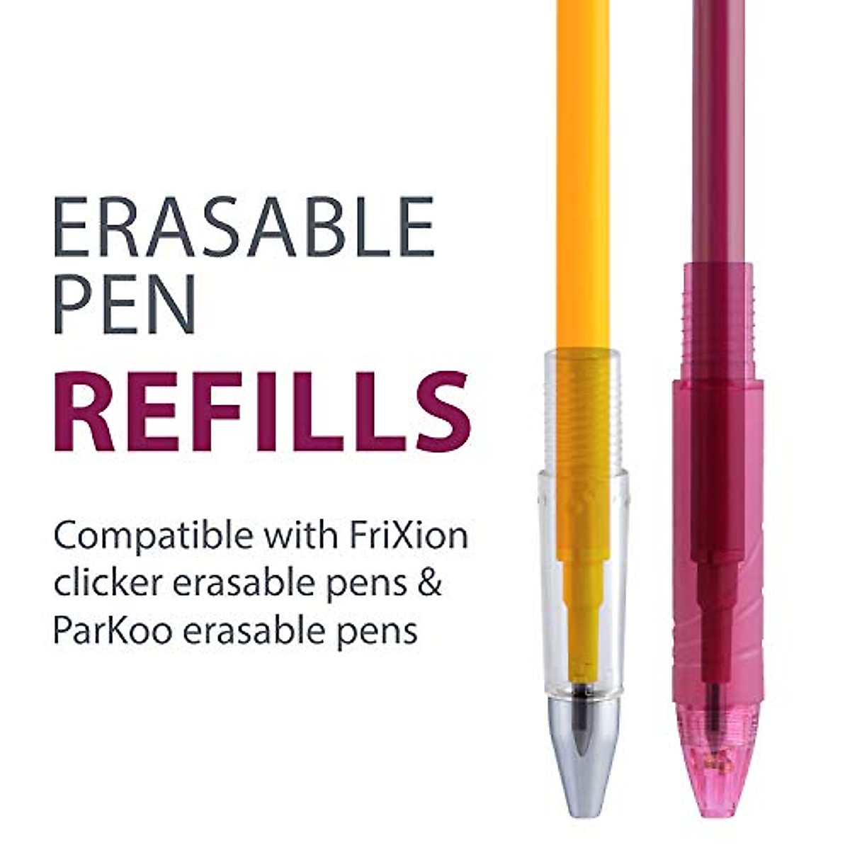 ParKoo Gel Ink Refills Compatible with FriXion and Friction Erasable Gel Pens, Fine Point 0.7 mm, 14 Colors