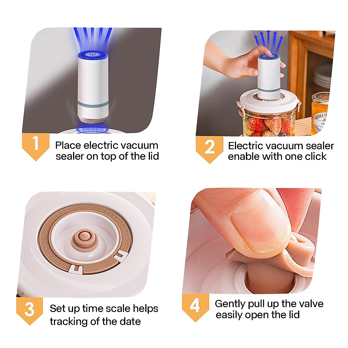 5 PCS Vacuum Food Storage Containers with Lids, Vacuum Seal Containers with USB Charge Electric Vacuum Pump Perfect for Fresh-keeping Suitable for Meat, Rice, Marinade, Fruit, Pasta, Snack