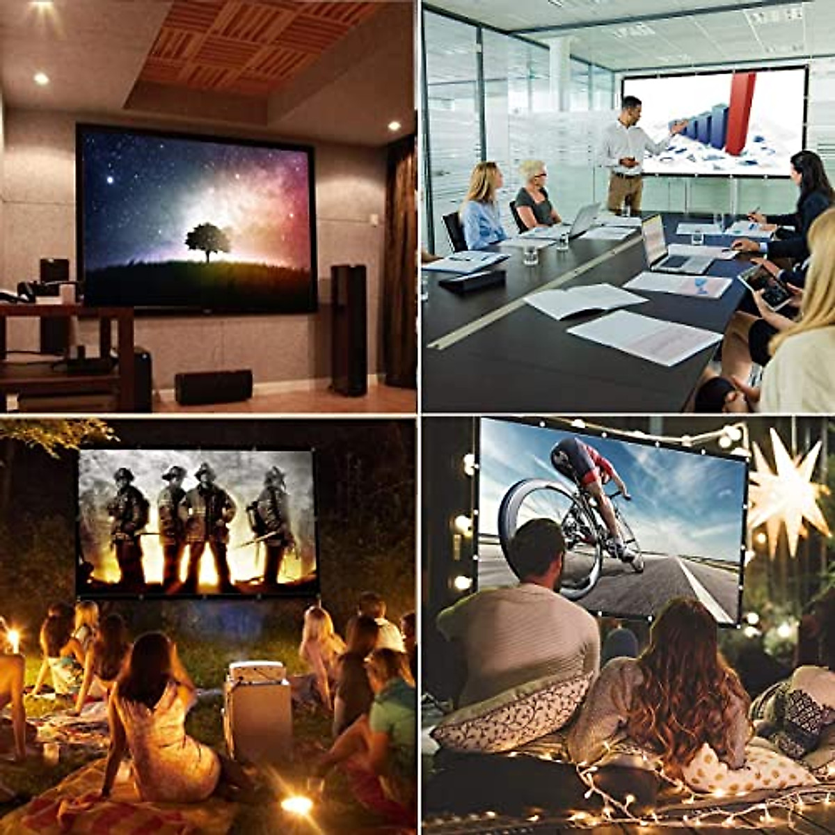 ASHATA 60 Inch 16:9 HD 4K Portable Foldable Projection Screen, Durable Non-Crease Projector Movies Screen Support Double Sided Projection for Home Office Cinema Indoor Outdoor