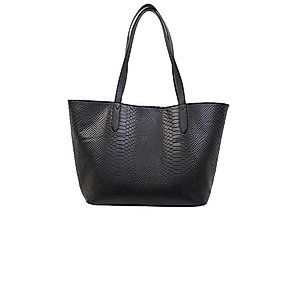 GiGi New York Handcrafted Womens Handbags Black Python Leather Teddy Tote, Black