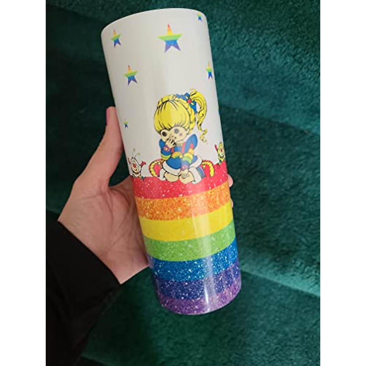 80s Rainbow Girl 20oz color changing/glow in the dark Tumbler with lid and straw