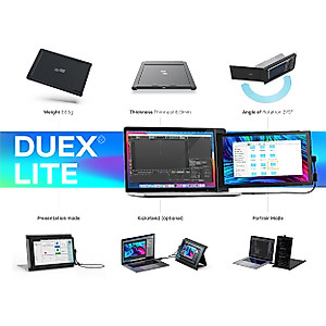Duex Mobile Pixels Lite Portable Monitor for Laptops 12.5" Full HD IPS Screen,USB C Ultra Portable Laptop Dual Monitor, Plug and Play,Any Laptops Compatible (Grey)