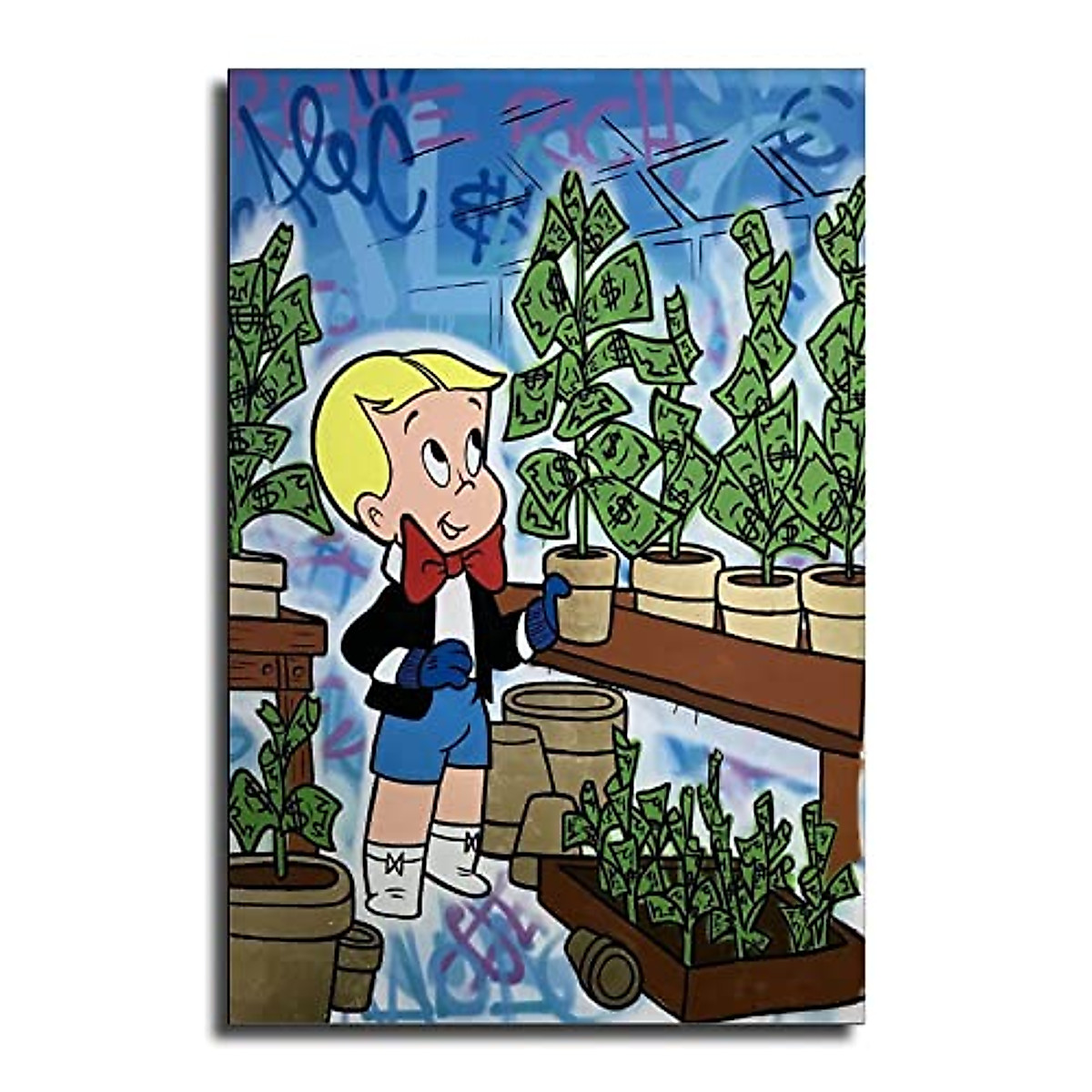 ALEC-Monopolys Graffiti Money Tree Canvas Art Poster and Wall Art Picture Print Modern Family Bedroom Decor Posters 12x18inch(30x45cm)