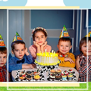 7 Pieces Cow Print Cupcake Stand Set Cow Print Party Supplies 3-Tier Cardboard Cupcake Stand Round Dessert Cake Stand Cow Cupcake Holders Rectangle Serving Tray Cow Party Decorations