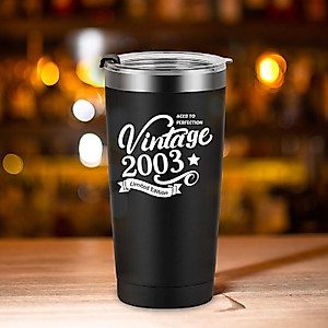 Greatingreat 2003 21st Birthday Gift for Women and Men - 21st Gifts for Parents - 21st Class Reunion - Sister Brother Friend Present - 20oz Tumbler Cup Black