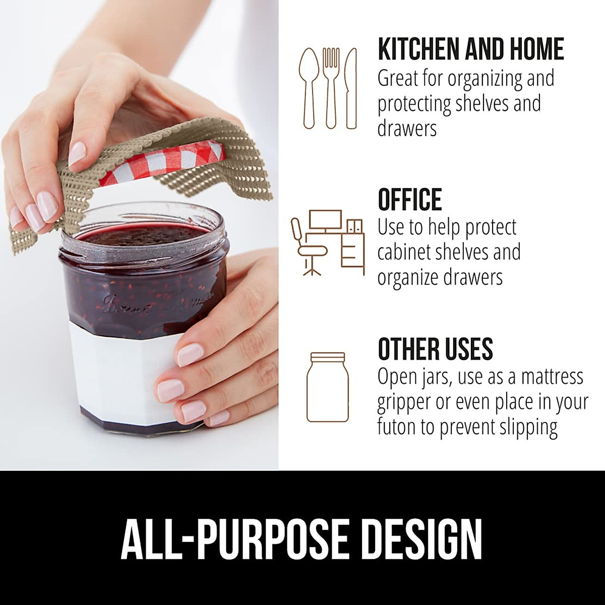 Gorilla Grip Drawer Liner and Smooth Drawer Liner, Shelf Liner Size 17.5x10, Bathroom Storage Shelves, Smooth Liner Size 17.5x20, Non Adhesive, Both in Beige, 2 Item Bundle