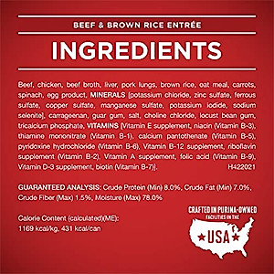 Purina ONE Classic Ground Chicken and Brown Rice, and Beef and Brown Rice Entrees Wet Dog Food Variety Pack - (Packs of 6) 13 oz. Cans