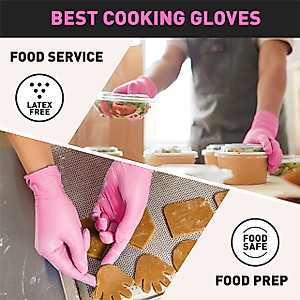 OKIAAS Black/Pink Vinyl Gloves Disposable Latex Free, Food Safe, Powder Free, 5 Mil Thickened for Cooking, Cleaning, Food Prep, Baking, Hair Dye, Tattoo, X-Small, 50 Count