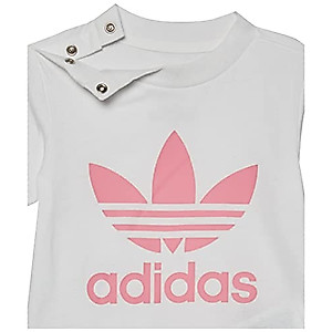adidas Originals baby boys Trefoil Shorts Tee Set infant and toddler track jacket, White/Bliss Pink, 18 Months US