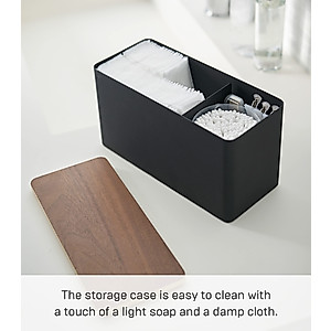 Yamazaki Home Rin Countertop Organizer Bathroom Kitchen Counter Organizer Metal Toiletries Holder - Steel + Wood