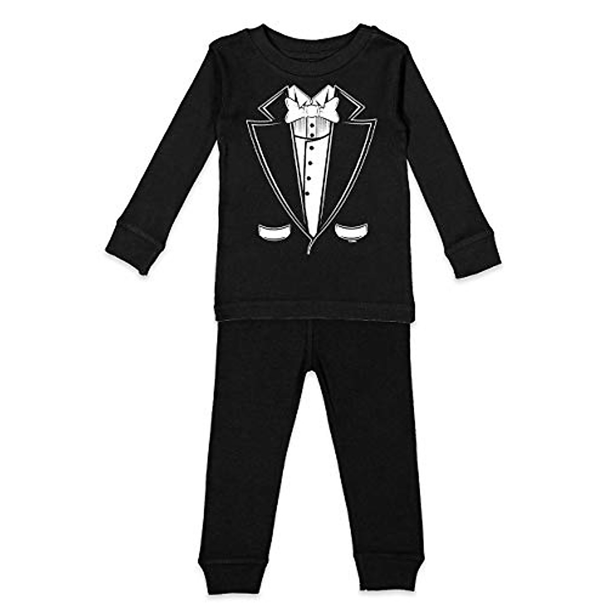 White Tuxedo - Fancy Funny Infant/Toddler Shirt & Pants Set (Black Top/Black Bottoms, 4T)