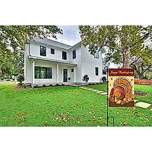 Thanksgiving Garden Flag,Happy Thanksgiving Flags 12 x 18 Inch Thanksgiving House Flag Double-Sided 2 Layer Thanksgiving Turkey House Flag for Thanksgiving Decoration
