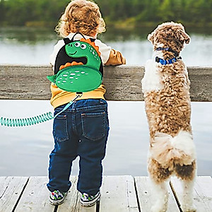 Accmor Toddler Backpack Harness with Safety Leash, Cute Dinosaur Harnesses with Kids Anti Lost Wrist Link, Mini Child Schoolbag with Wristband Tether Strap and Protection Leashes for Baby boys (Black)