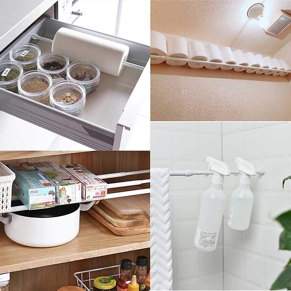 2pcs Spring Tension Curtain Rod，28-43 Inches Adjustable Expandable Pressure Black Curtain Tension Rods For Kitchen, Bathroom, Window,Home