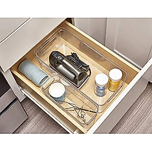 iDesign BPA-Free Plastic Crisp Large Pantry and Fridge Organizer with Easy to Grip Integrated Handles for Kitchen, Fridge, Freezer, Pantry and Cabinet Organization, 16" x 8" x 5", Clear