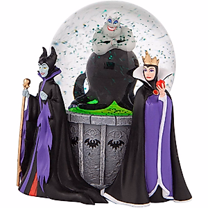 Department 56 Disney Villains Ursula, Maleficent and Evil Queen Lit Waterglobe Waterball, 5.91 Inch, Multicolor