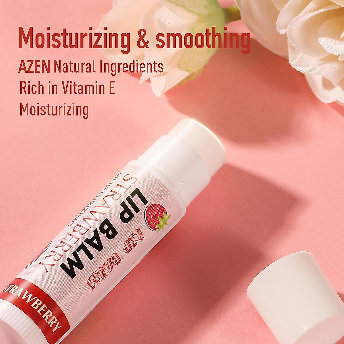 AZEN 24 Pack Lip Balm Stocking, Natural Lip Balm Bulk, Moisturizing Lip Balm for Dry Lips