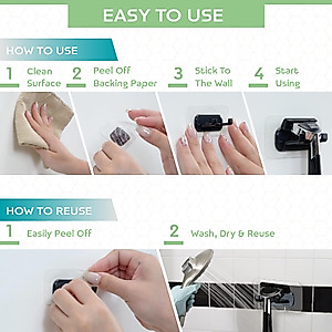 Hook LAB Self Adhesive Shower Razor Holder 2 Pack - Removable & Reusable Waterproof Hooks for Shower Wall | Suits Towels, Bath Accessories, Decoratives & More in Kitchen Bathroom (White)