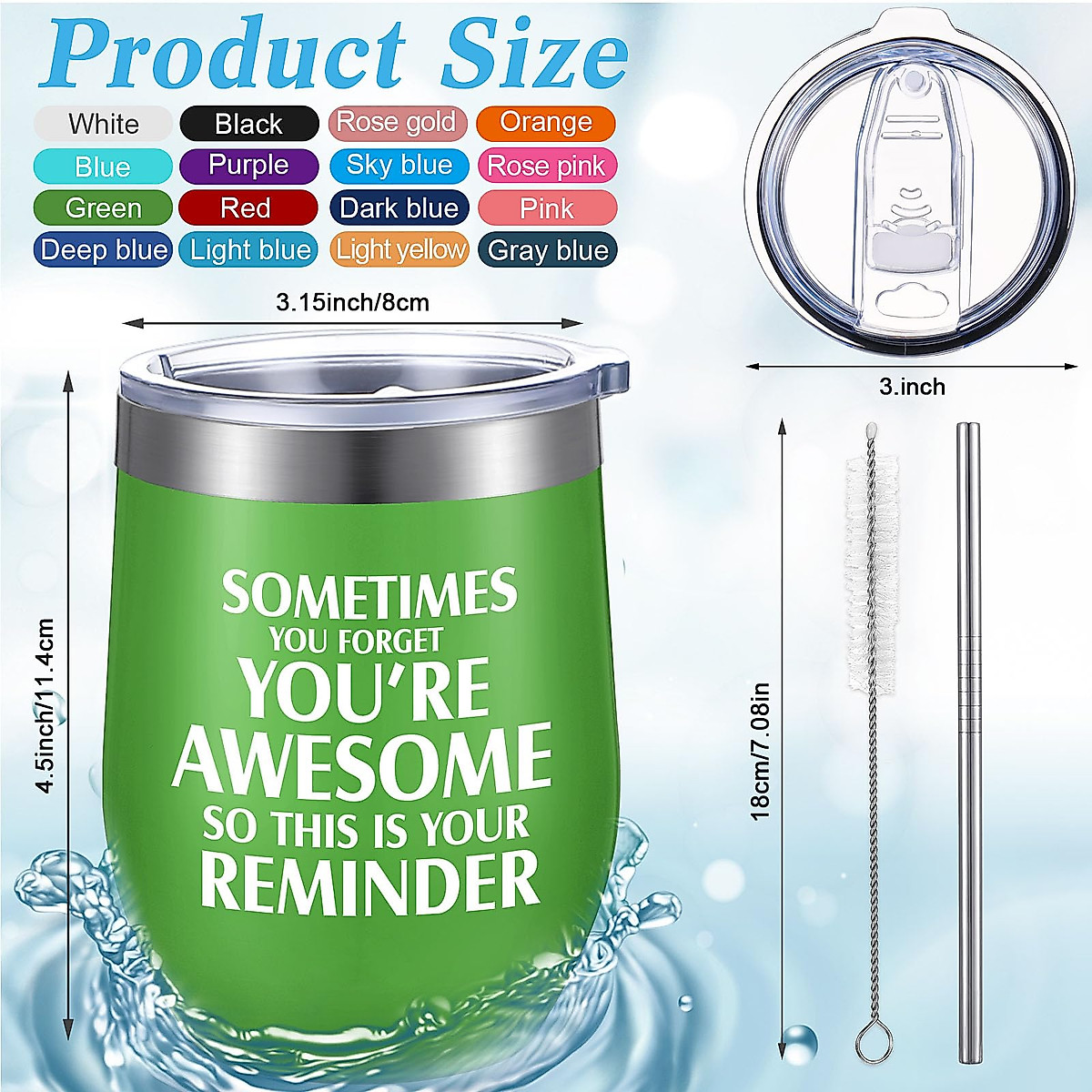 Thank You Gifts for Women Appreciation Gifts Wine Tumbler for Employee Teacher Inspirational Birthday Graduation Gift You Are Awesome/Sister with Straw Stainless Steel 12 oz (Cute Style, 8 Pcs)