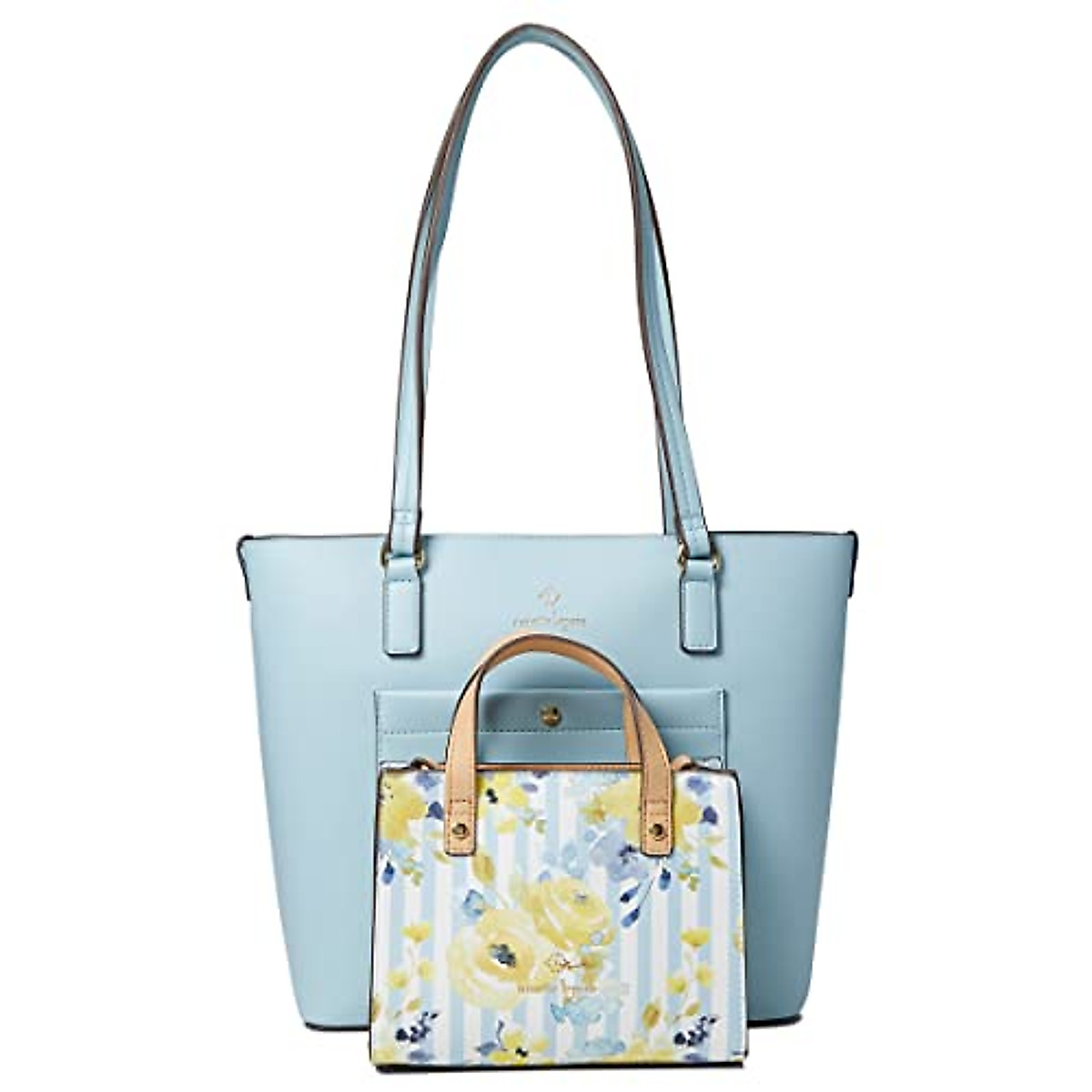 Nanette Lepore Kira Tote with Printed Satchel Ice Blue One Size