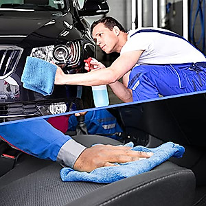 Tallew 12 Pack Microfiber Applicator Pad Microfiber Sponge for Car Include Round Wax Microfiber Applicator Rectangle Car Drying Towel Exterior Auto Detailing Kit for Cleaning (Blue)